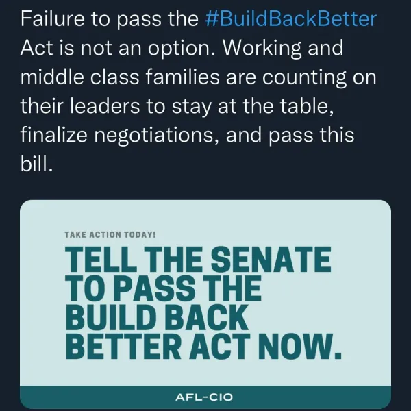Add your name: Tell Congress to finish the job and pass the Build Back ...