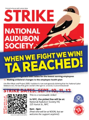 Audubon Society Workers Reach Tentative Agreement for First Union ...