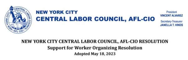 NYC CLC Resolution in Support of Worker Organizing | New York City ...