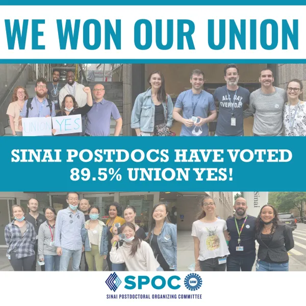 Sinai Postdocs Vote Union Yes with UAW | New York City Central Labor ...